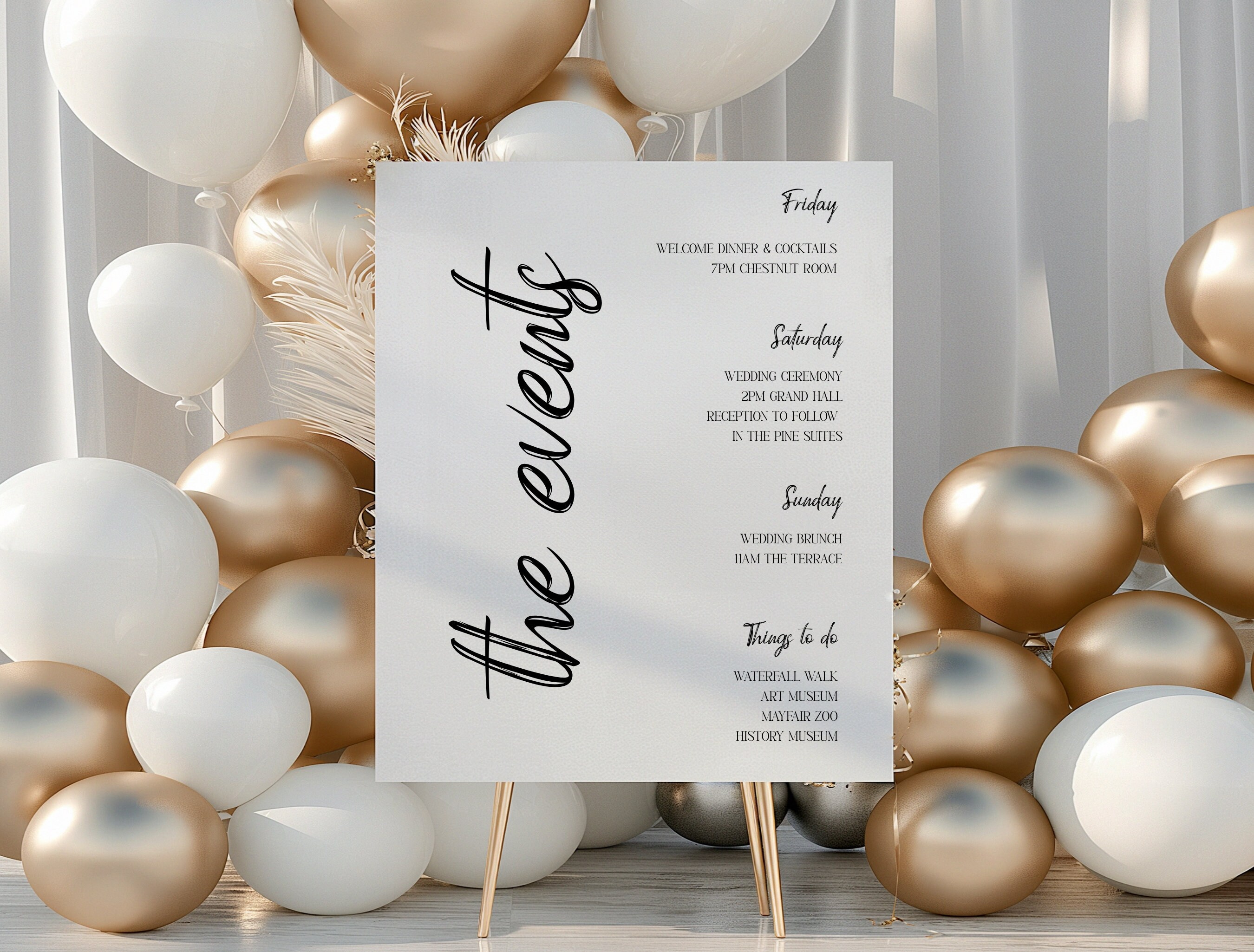 Wedding Events Board Sign Template, Wedding Welcome Signage, Wedding ...