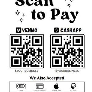 Business QR Code Bundle - Tip Jar, Scan to Pay, Price List Editable ...