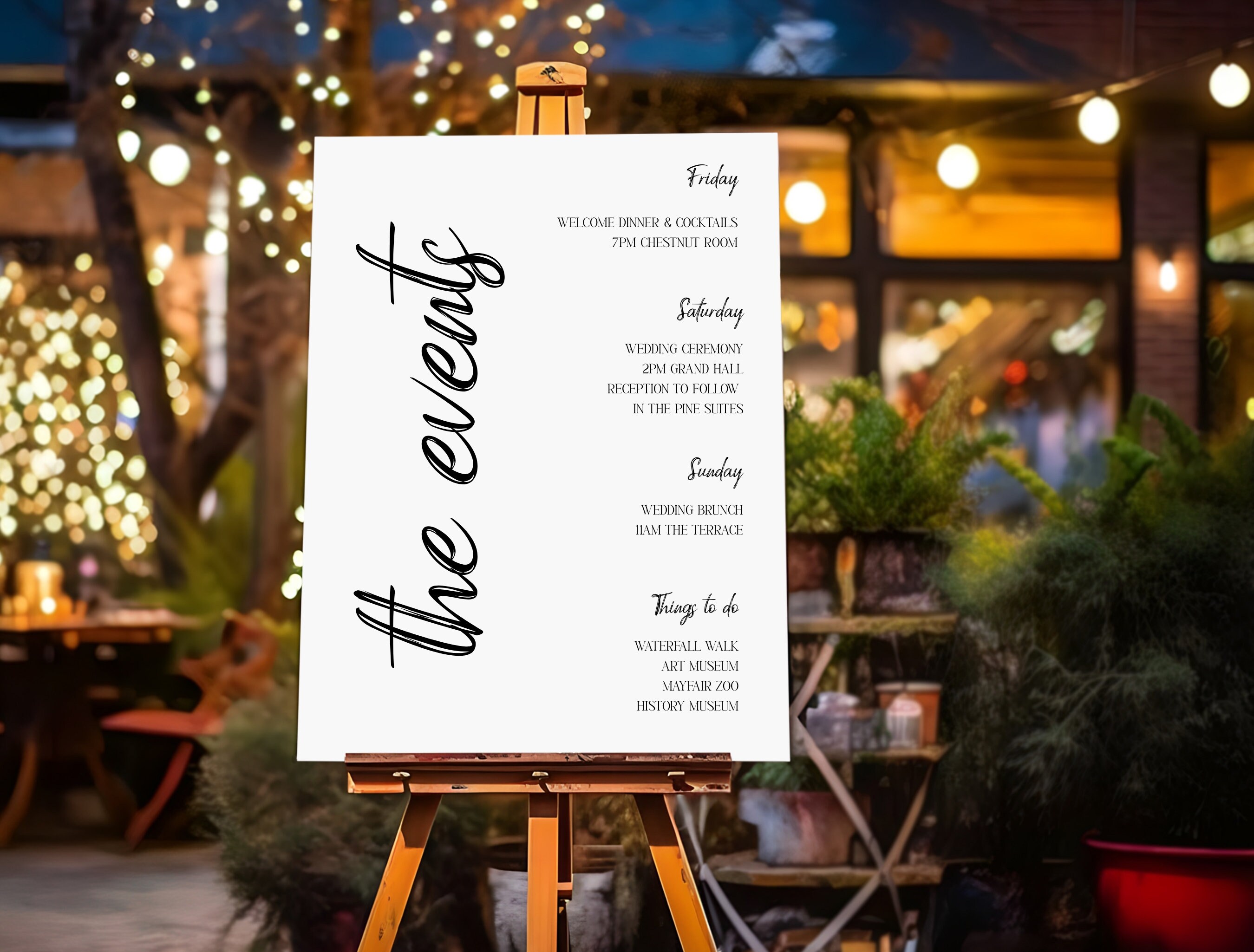 Wedding Events Board Sign Template, Wedding Welcome Signage, Wedding ...