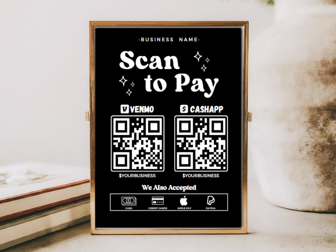 Business QR Code Bundle - Tip Jar, Scan to Pay, Price List Editable ...
