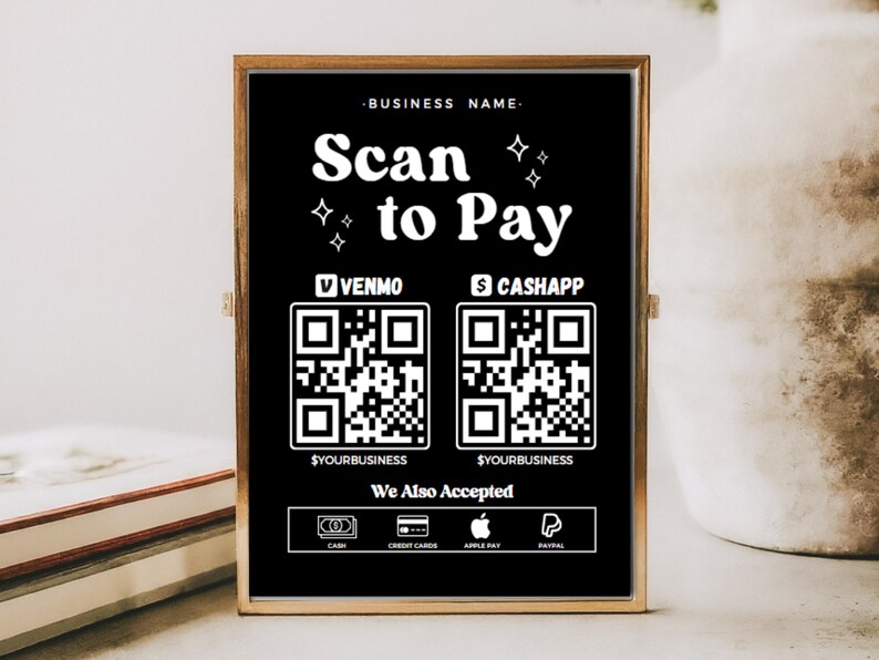 Business QR Code Bundle - Tip Jar, Scan to Pay, Price List Editable ...