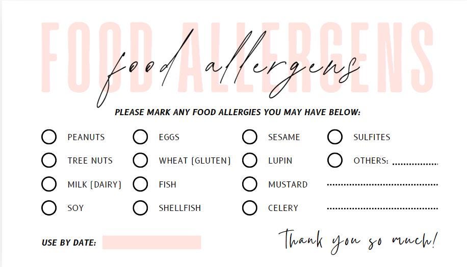 Printable Cake Allergy Card Template, Canva Editable Template, Cake ...