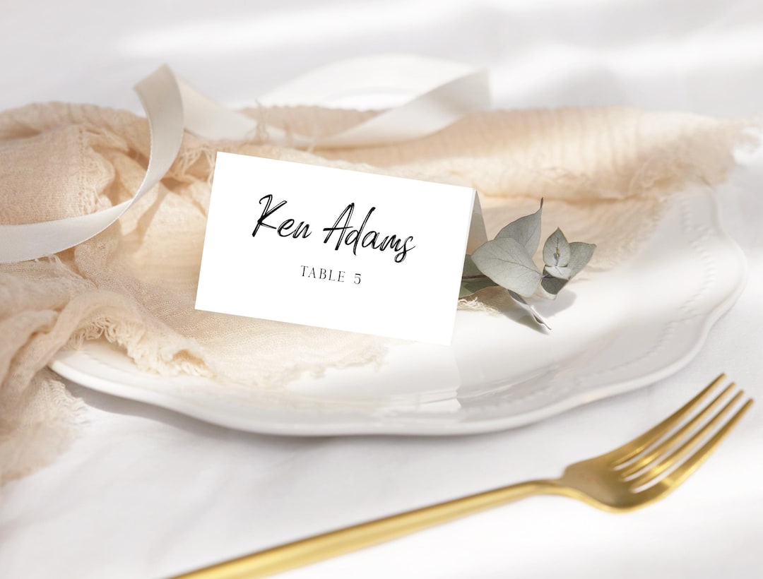 The Bailey Table Setting - Tent Name Card - Editable Digital Placecard ...