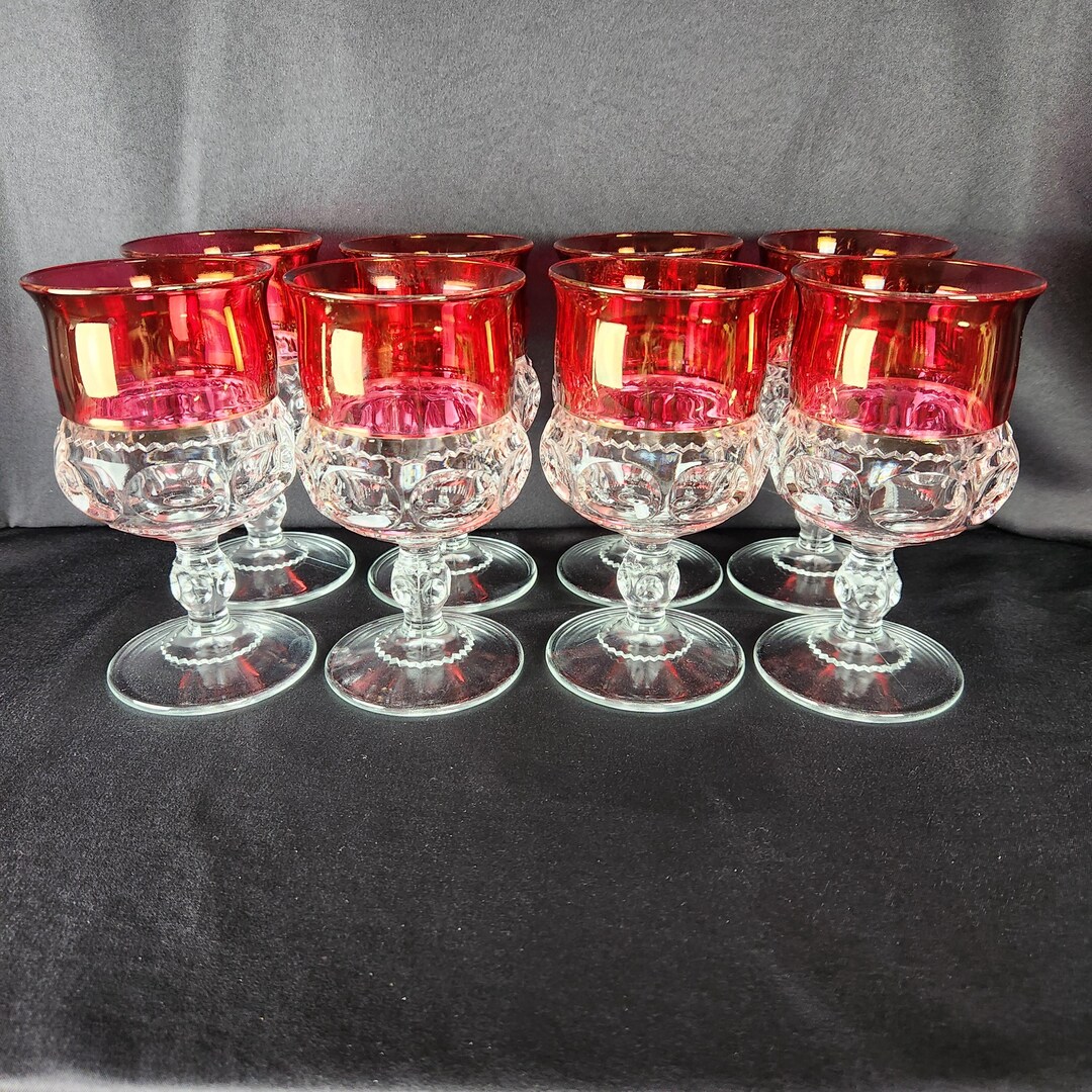 Vintage Kings Crown Thumbprint Ruby Red Wine Goblets, Christmas ...