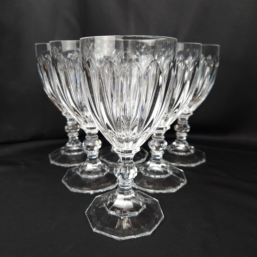 Mikasa Richelieu Crystal Wine Glass - Set of 6, Vintage Stemware, Elegant Glassware, Crystal ...