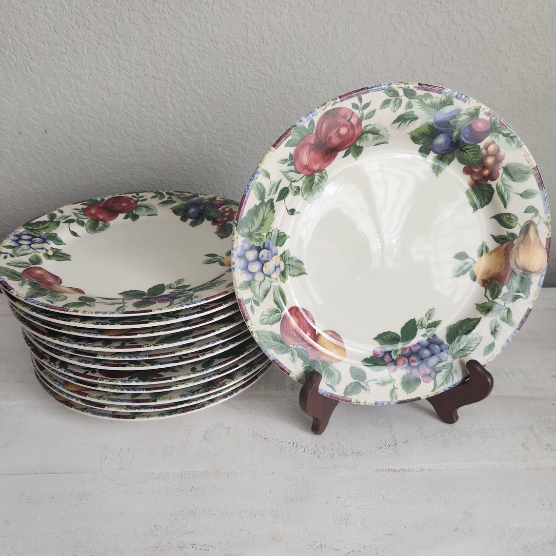 Vintage Sakura Oneida Sonoma Excell 10.5 Dinner Plates, Fruit Pattern ...