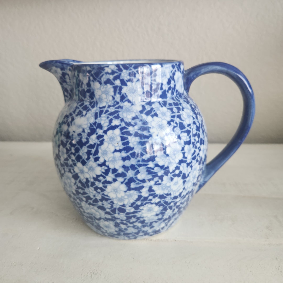 Vintage Victoria Ironstone Blue and White Pitcher - Etsy