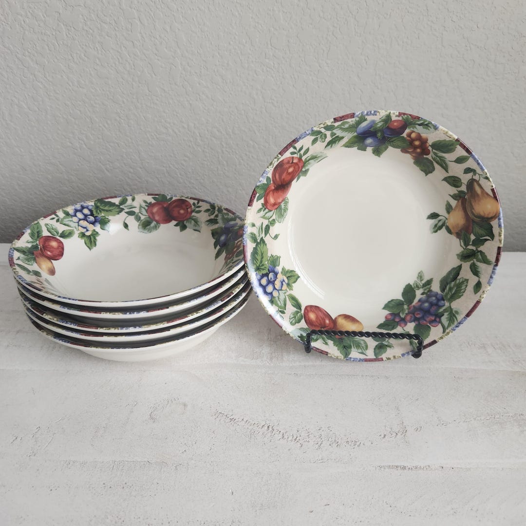 Sakura Sonoma by Oneida Excell Cereal Bowls, Fruit Pattern, Earthenware ...