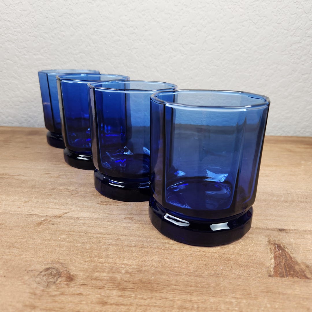 Anchor Hocking Essex Cobalt Blue Low Ball Glass - Set of 4, Blue ...