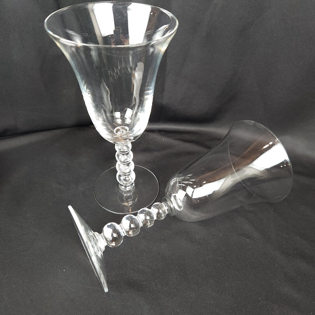 Candlewick Clear Imperial Glass Wine Glass, Stem 3400, Beaded Stemware ...