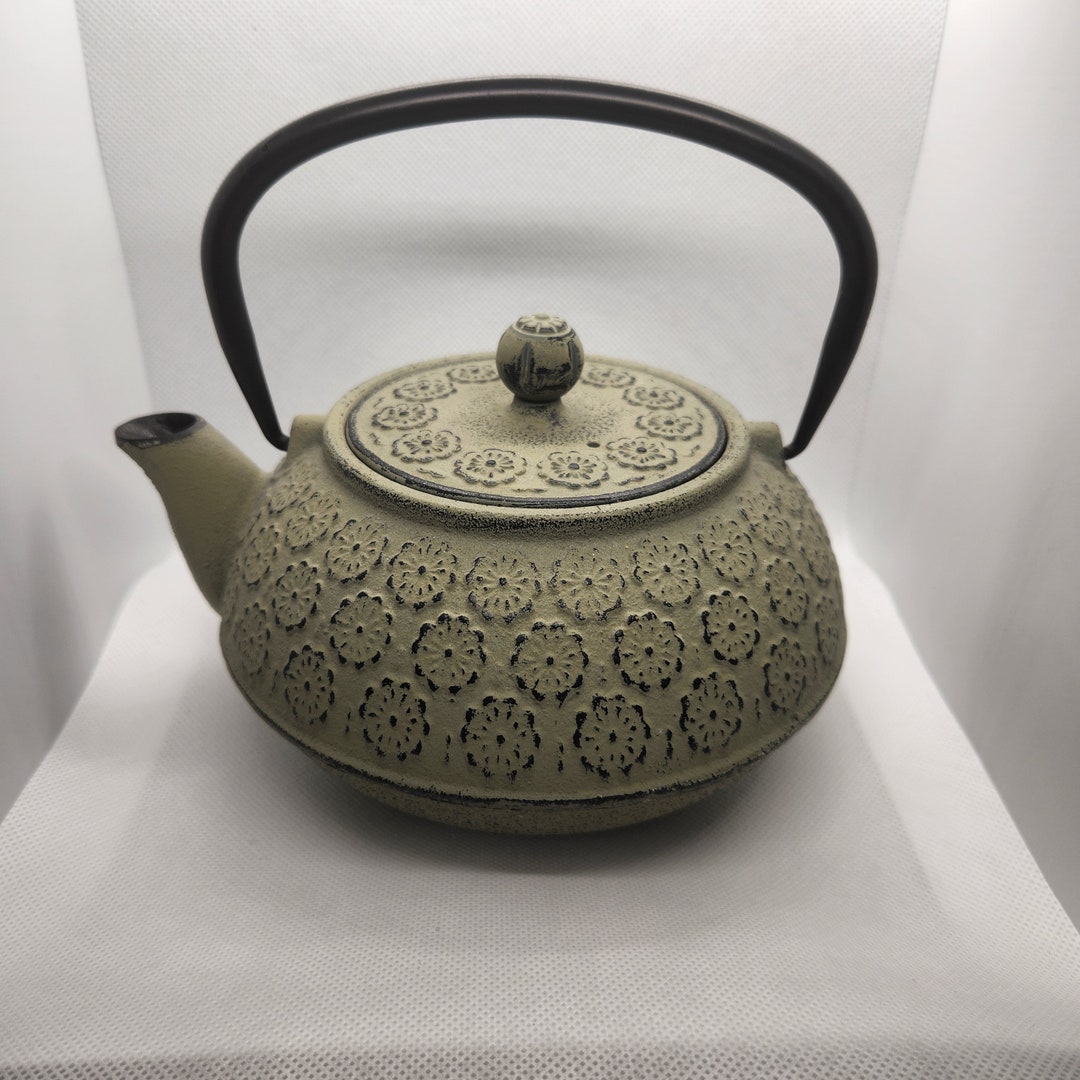 Vintage Tetsubin Japanese Green/sage Tea Kettle W/handle Lid Stainless ...