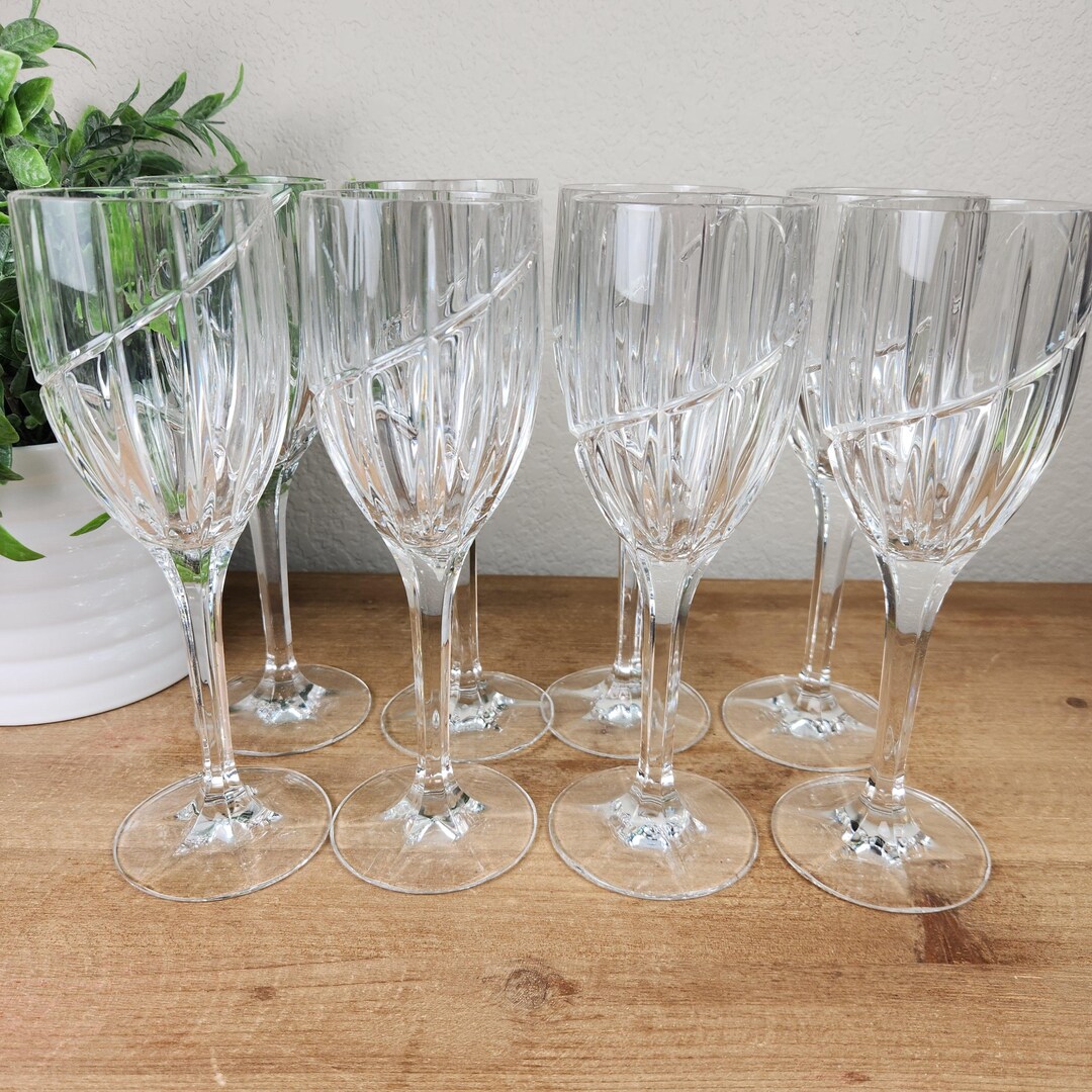 Mikasa Uptown Crystal Water Goblets, Elegant Clear Glass, Vintage ...