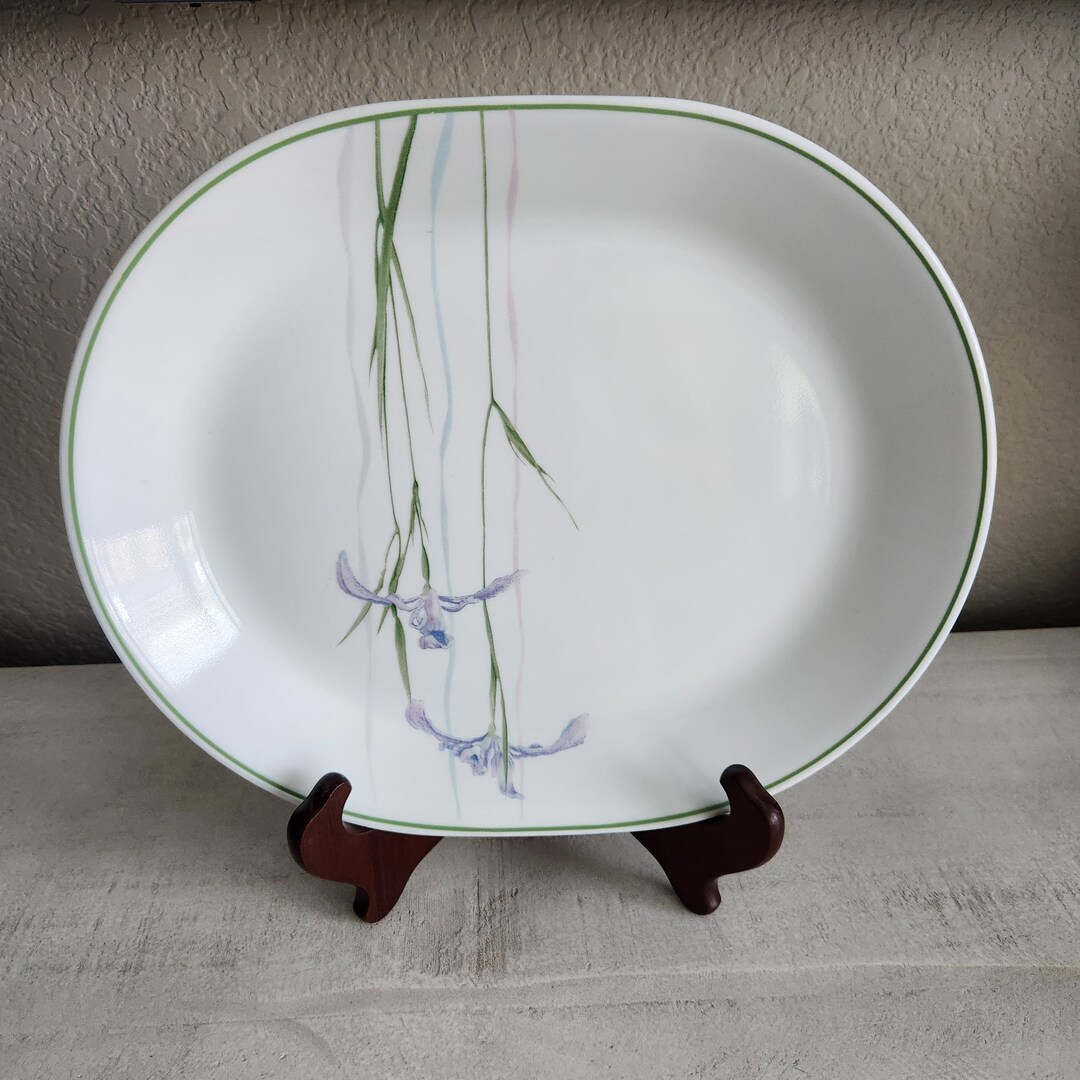 Vintage Corelle SHADOW IRIS Oval Platter Serving Tray 12 X 10 Purple ...