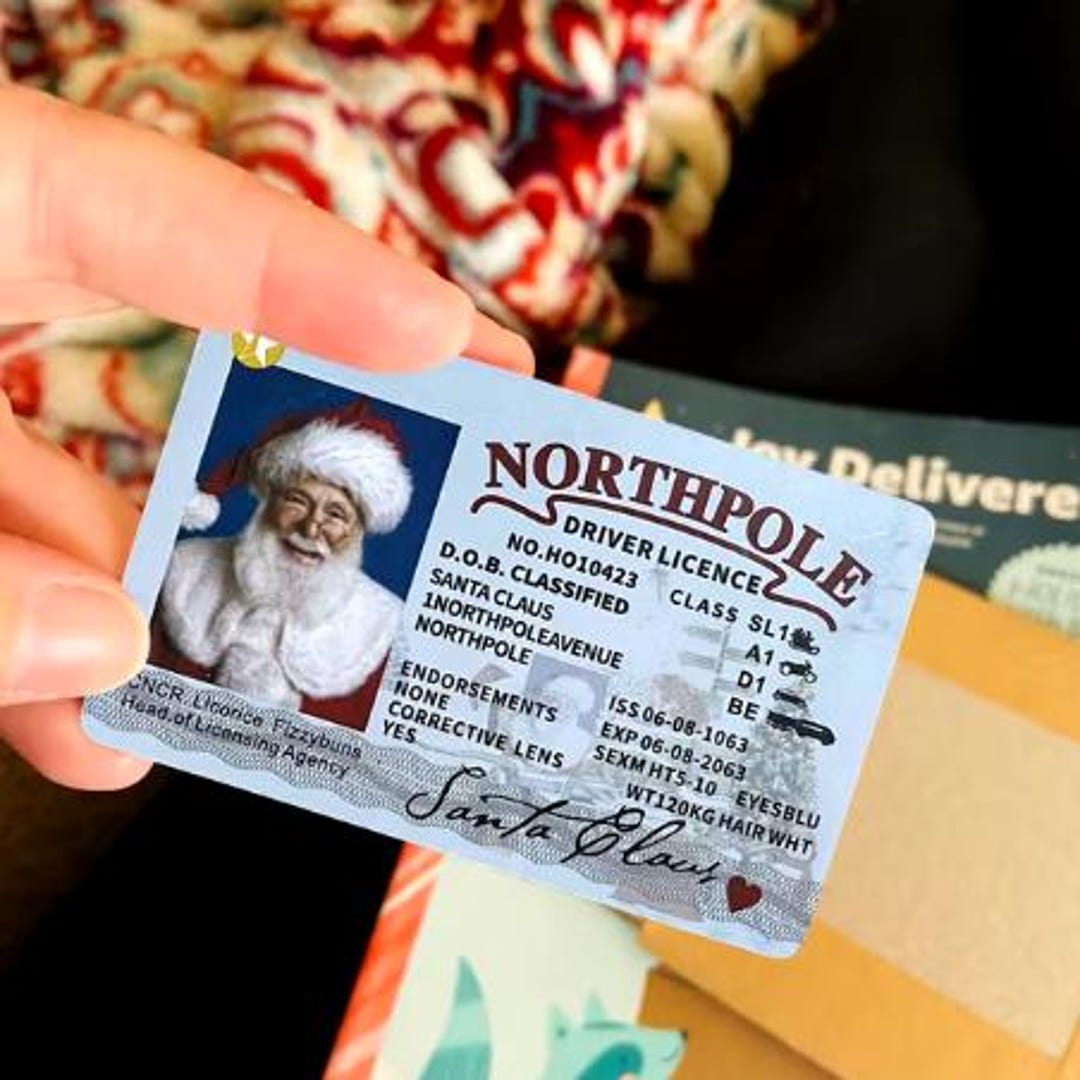 Santa Lost Driver's License Card - Etsy
