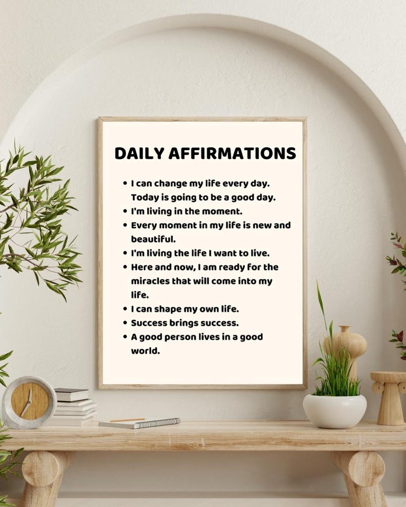 Daily Affirmations Wall Art, Positive Affirmation Wall Art, Mental ...