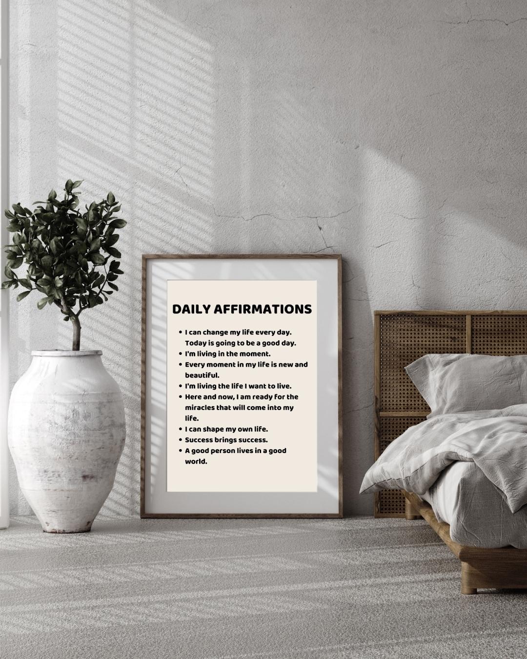 Daily Affirmations Wall Art, Positive Affirmation Wall Art, Mental ...