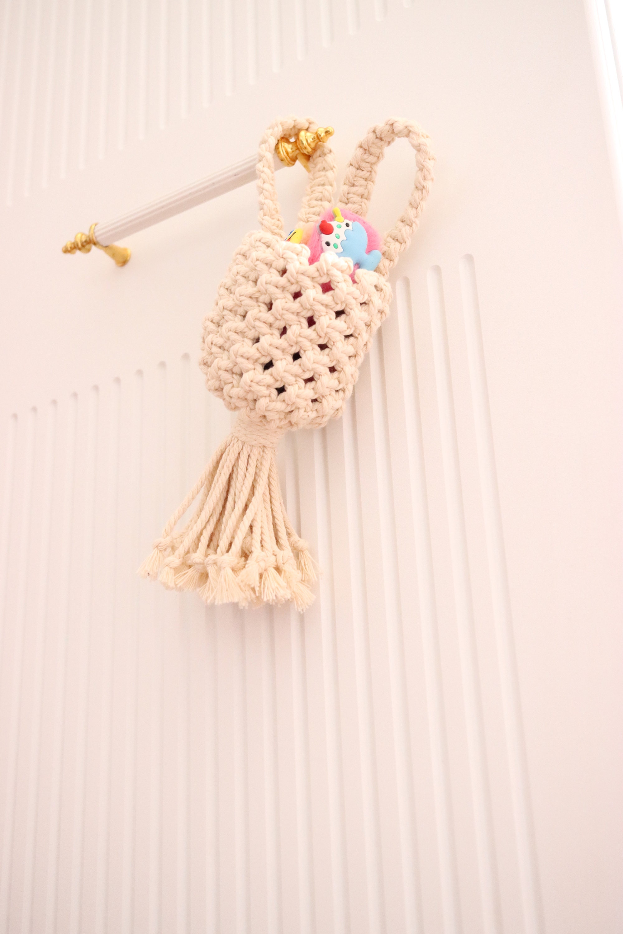 Macrame Rabbit Basket, Children's Room Decoration, Rabbit Basket Hanger ...