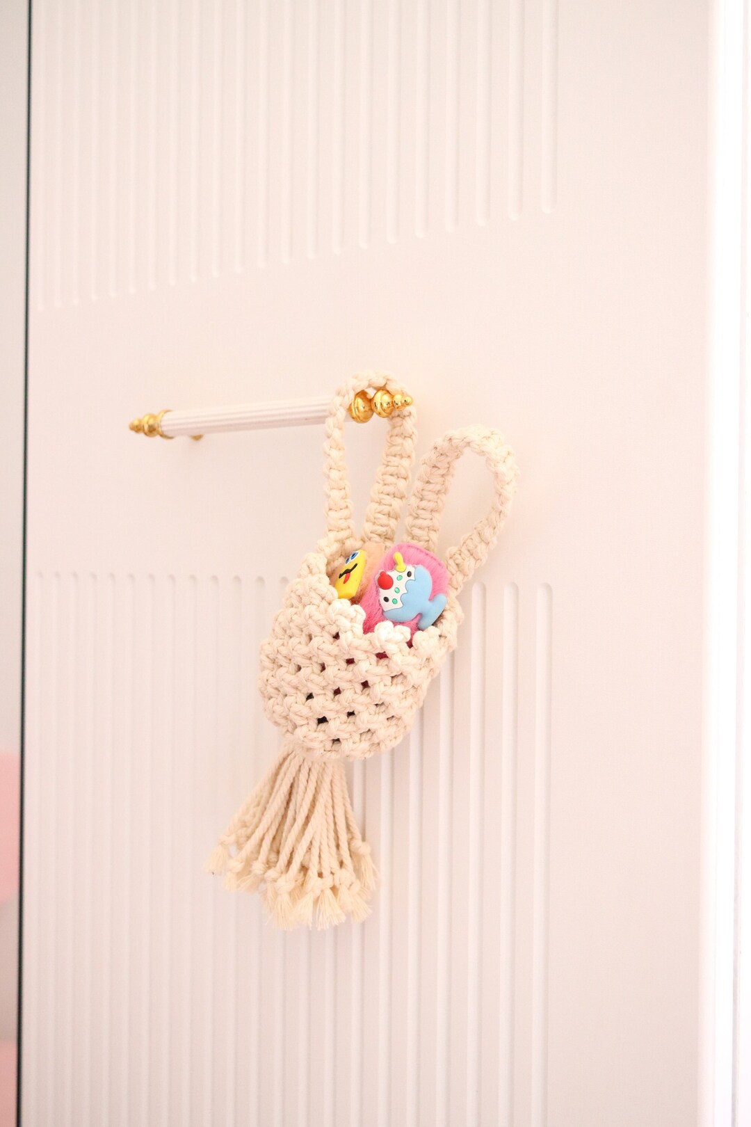 Macrame Rabbit Basket, Children's Room Decoration, Rabbit Basket Hanger ...