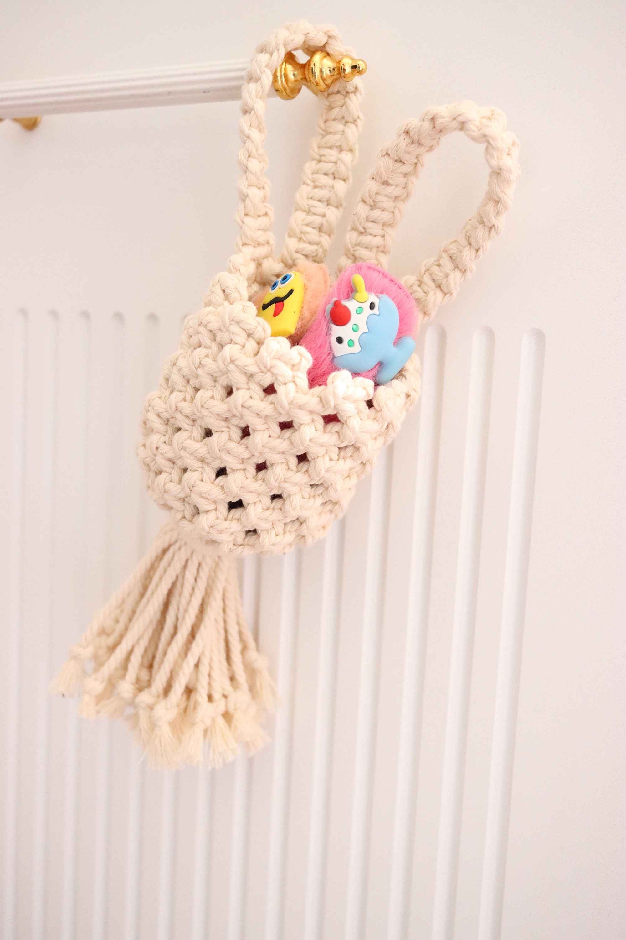 Macrame Rabbit Basket, Children's Room Decoration, Rabbit Basket Hanger ...