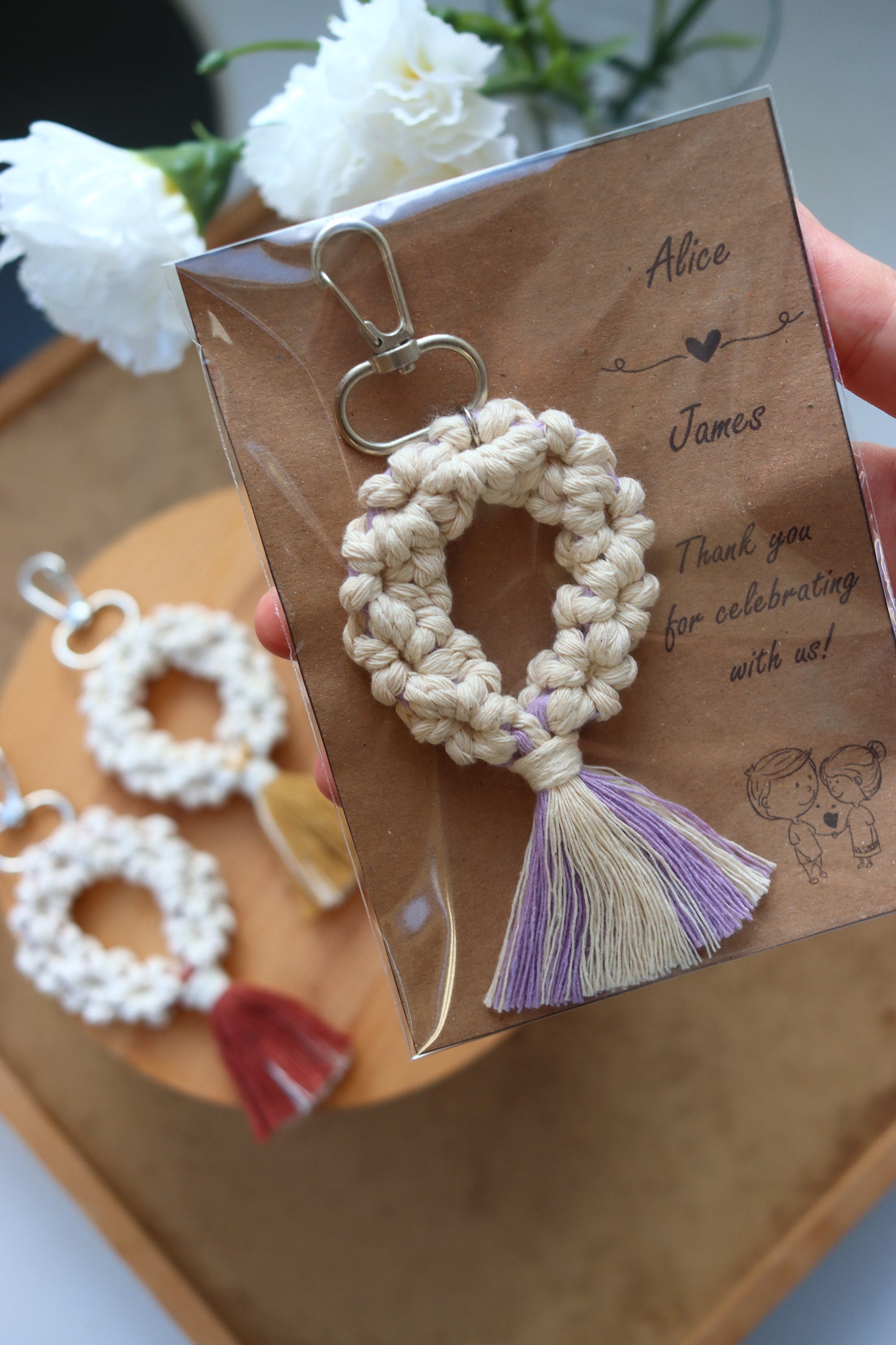 Macrame Keychain, Custom Macrame Keychain for Your Guest for Wedding ...