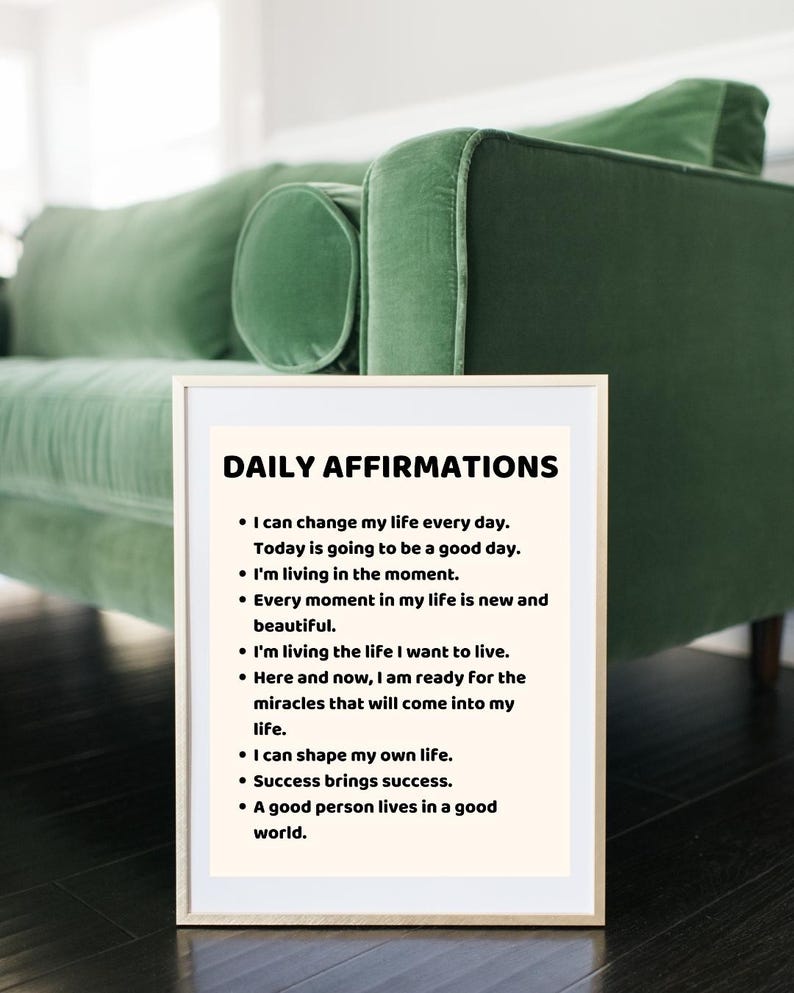 Daily Affirmations Wall Art, Positive Affirmation Wall Art, Mental ...