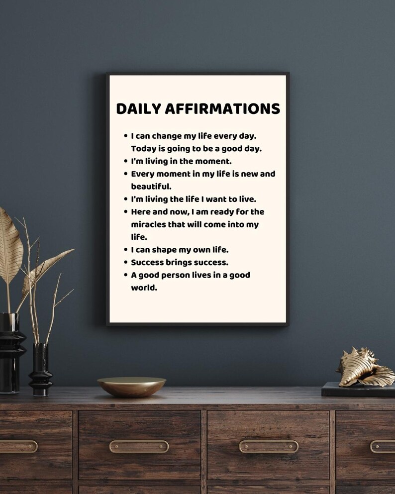 Daily Affirmations Wall Art, Positive Affirmation Wall Art, Mental ...