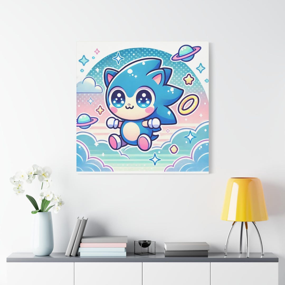 Canvas Print, Sonic Chibi Wall Art, Retro Game Character, Minimalist ...