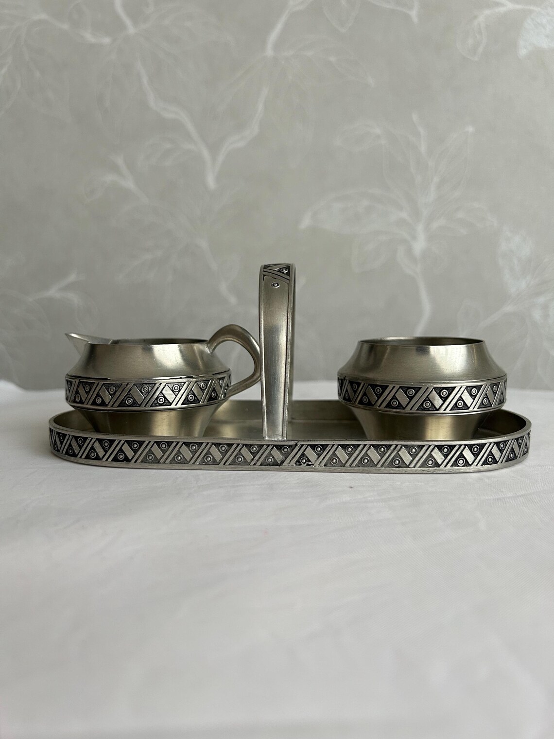 Norwegian Pewter Serving Set Vintage Kitchen Tray Pewter Creamer and ...