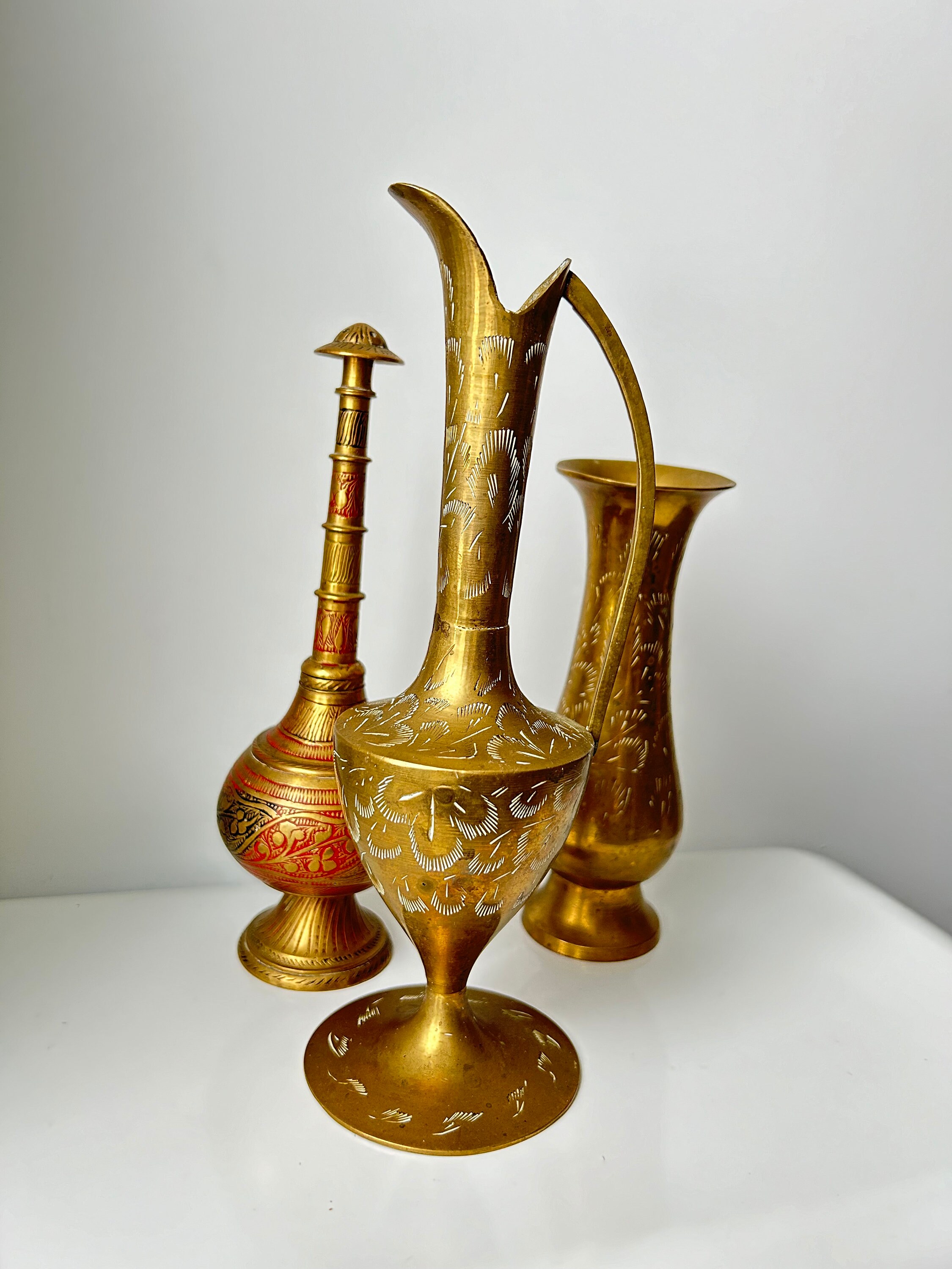 Vintage Brass Vase Set: Ewer, Sprinkler, Home Decor - Etsy