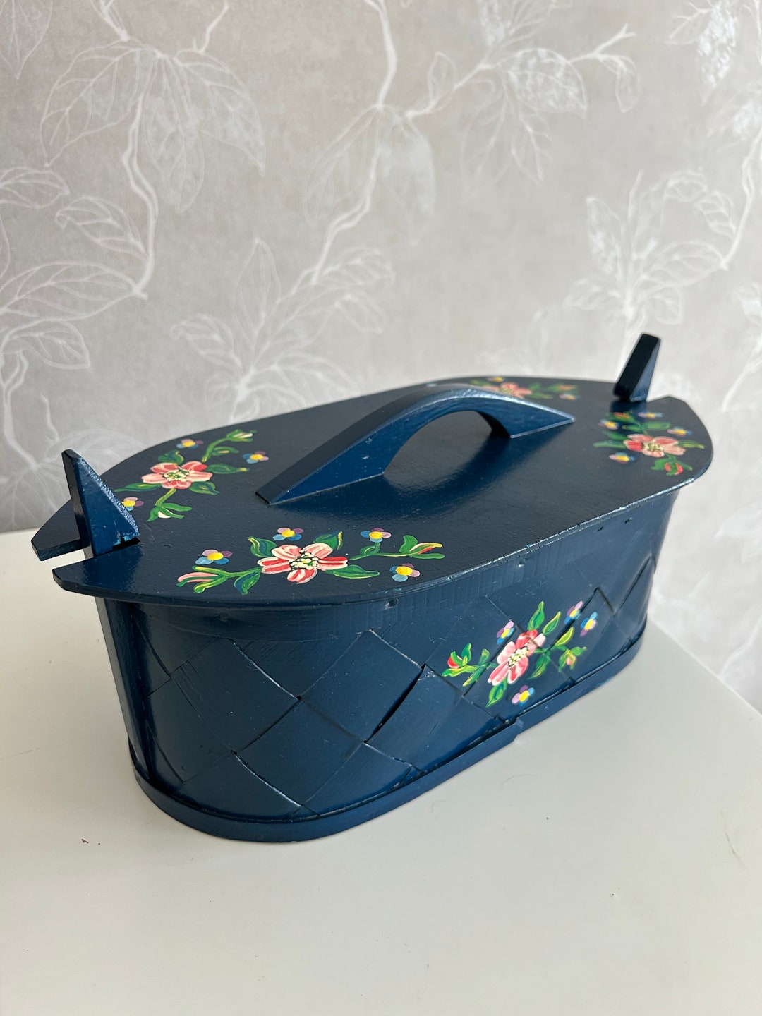 Norwegian Rosemaling Cake Tine Vintage Handmade Home Decor Folk Art of ...