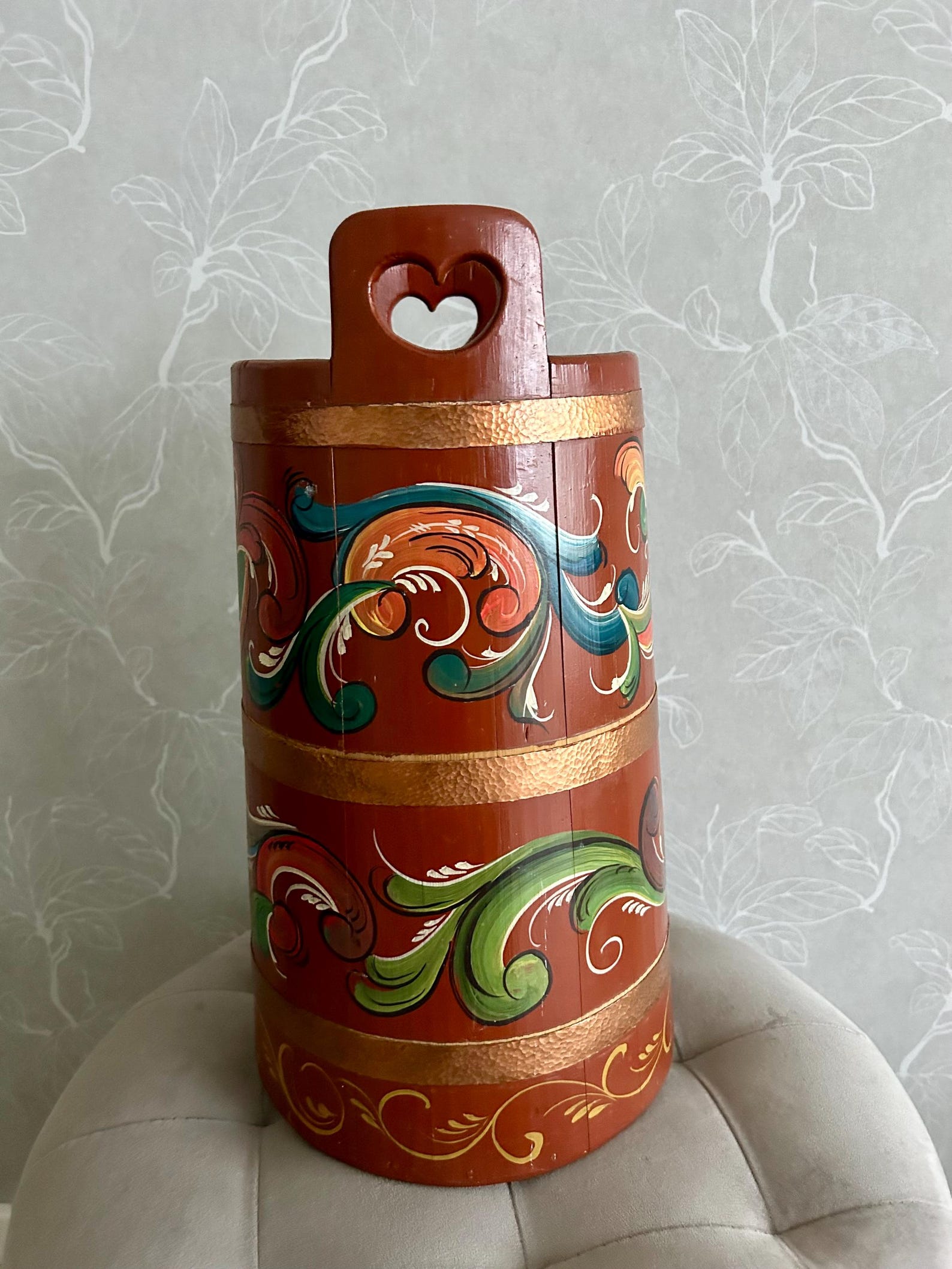 Norwegian Rosemaling Butter Bucket: Antique Handmade Wooden Decor - Etsy