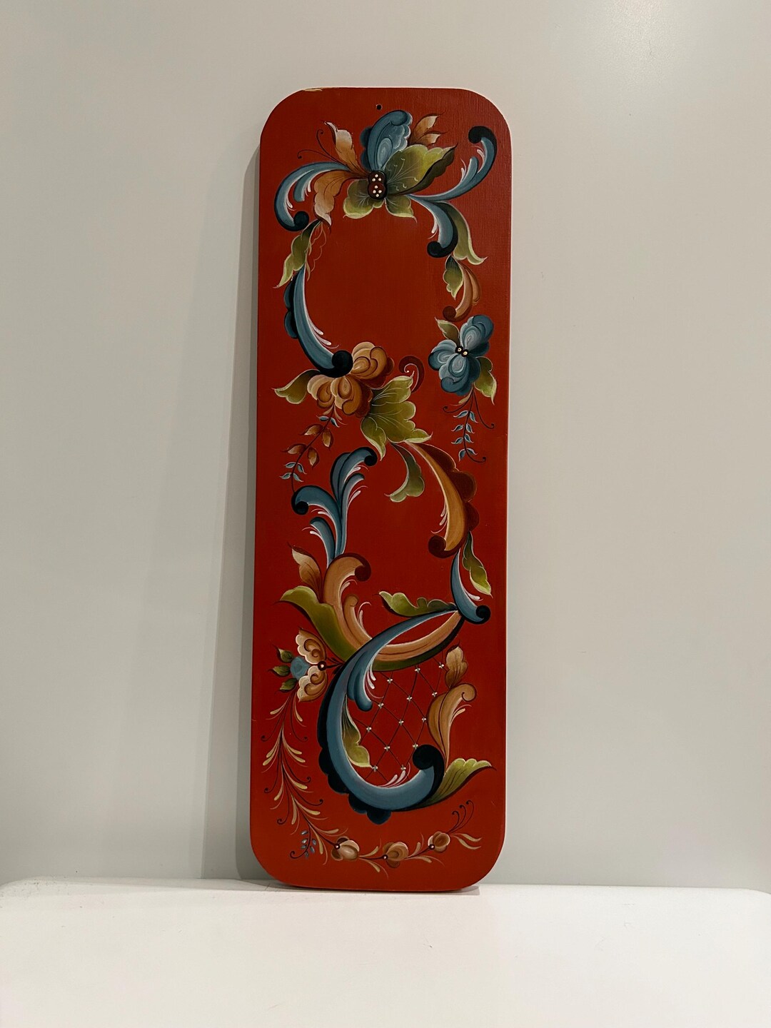 Norwegian Rosemaling Wall Hanging Decor in Wood Hand Painted Rosemaling ...