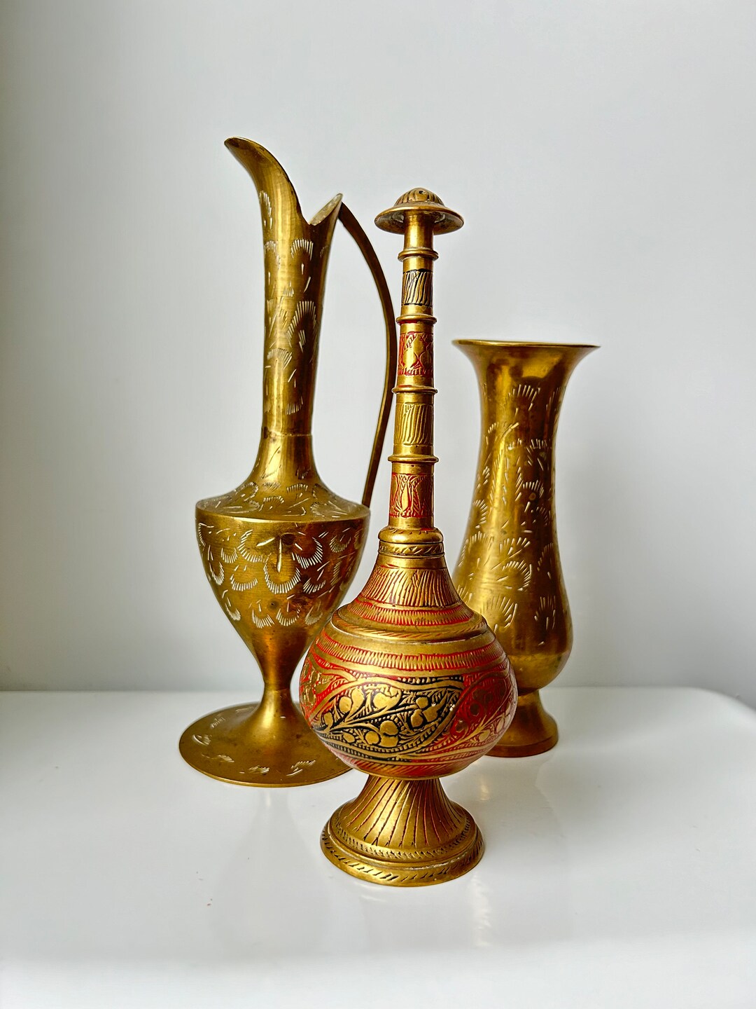 Vintage Brass Vase Set: Ewer, Sprinkler, Home Decor - Etsy
