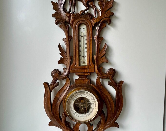Antique Barometer Hand Carved Wall Decoration Hygrometer Wall Hanging ...