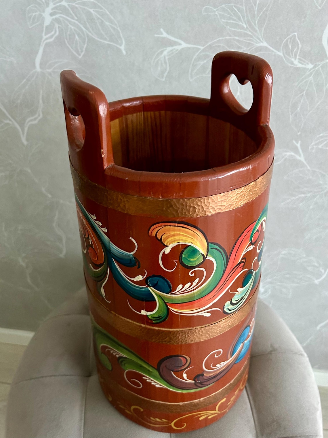 Norwegian Rosemaling Butter Bucket: Antique Handmade Wooden Decor - Etsy