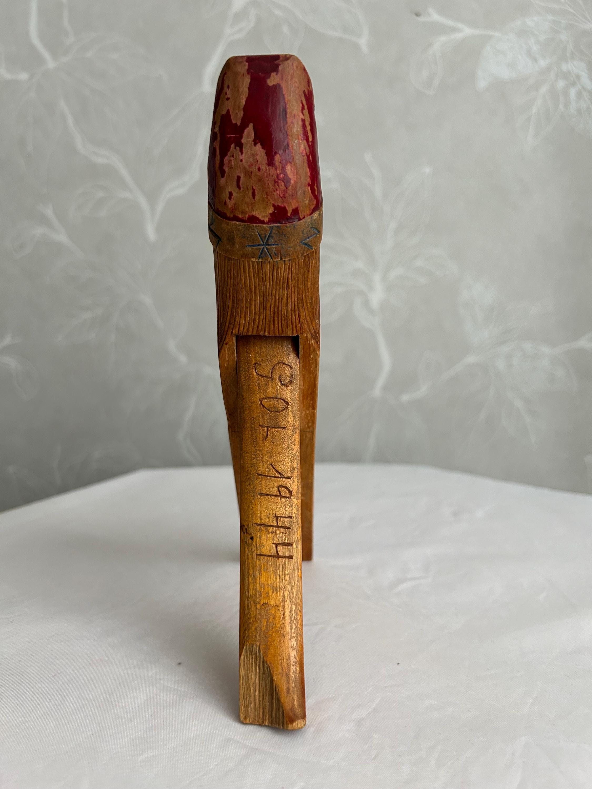 Hand Carved Norwegian Nutcracker With Red Head Men Antique Wooden ...