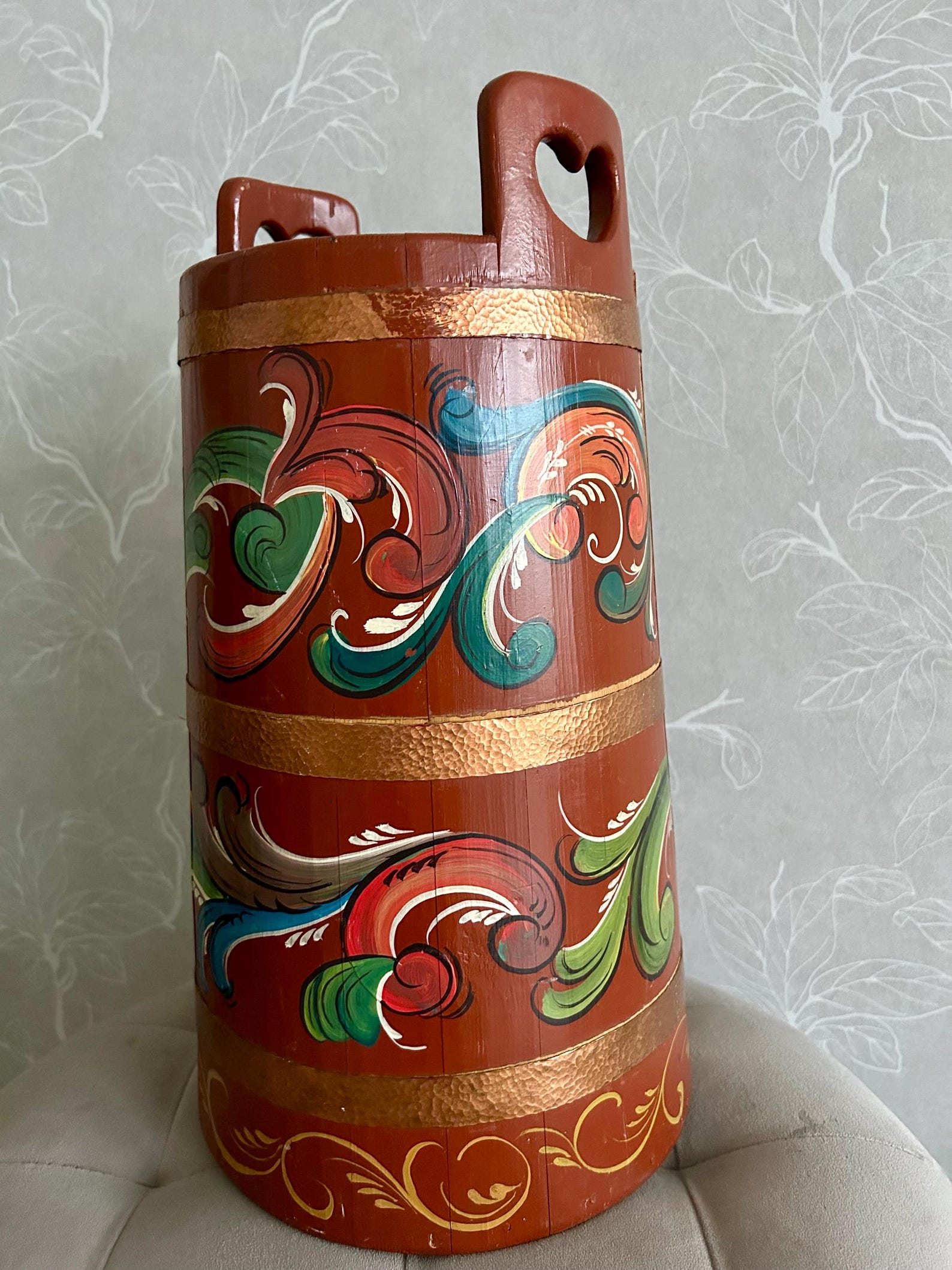 Norwegian Rosemaling Butter Bucket: Antique Handmade Wooden Decor - Etsy