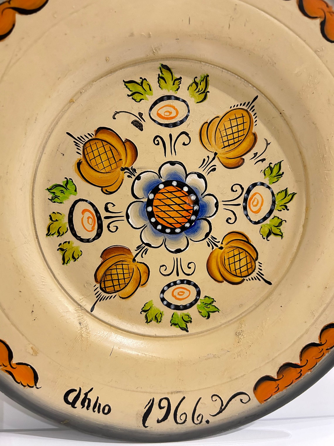 Vintage Rosemaling Plate Folk Art of Norway Home Decoration Wooden ...