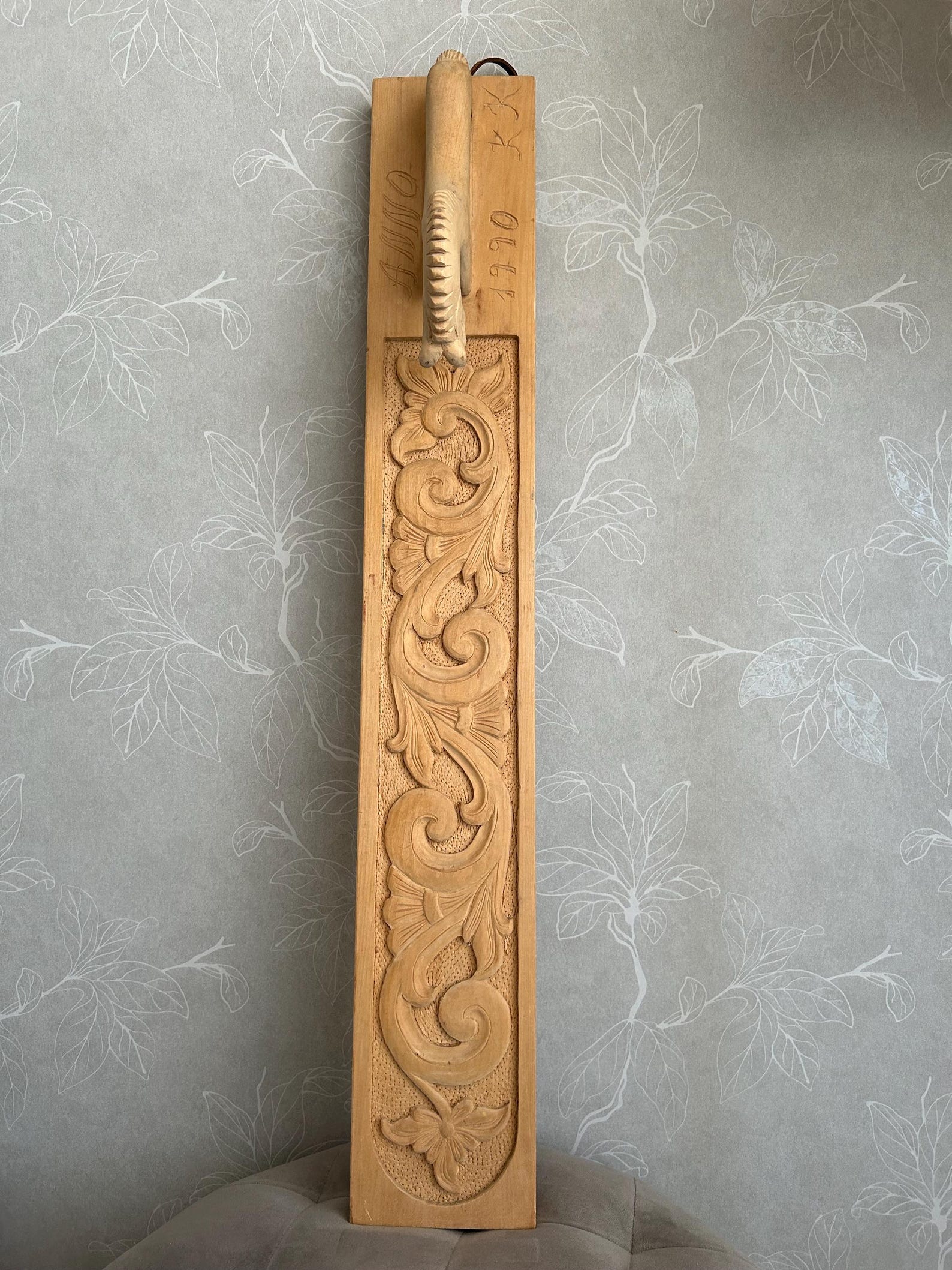 Hand Carved Mangle Board With Norwegian Rosemaling Style Design ...