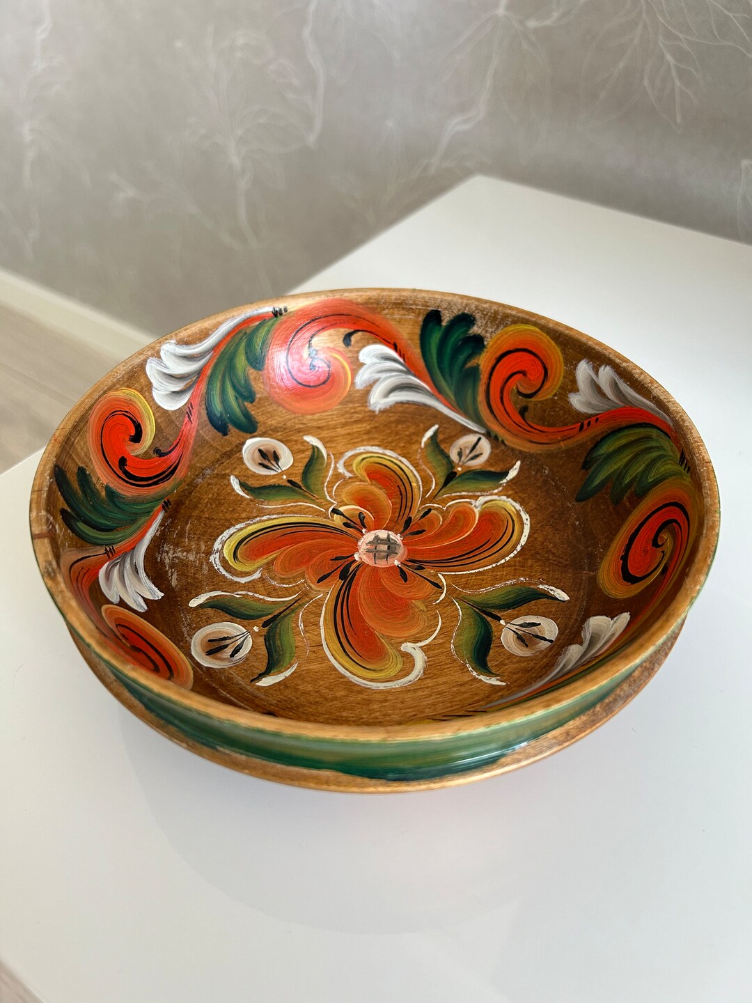 Vintage Norwegian Rosemaling Bowl: Handmade Folk Art Decor - Etsy
