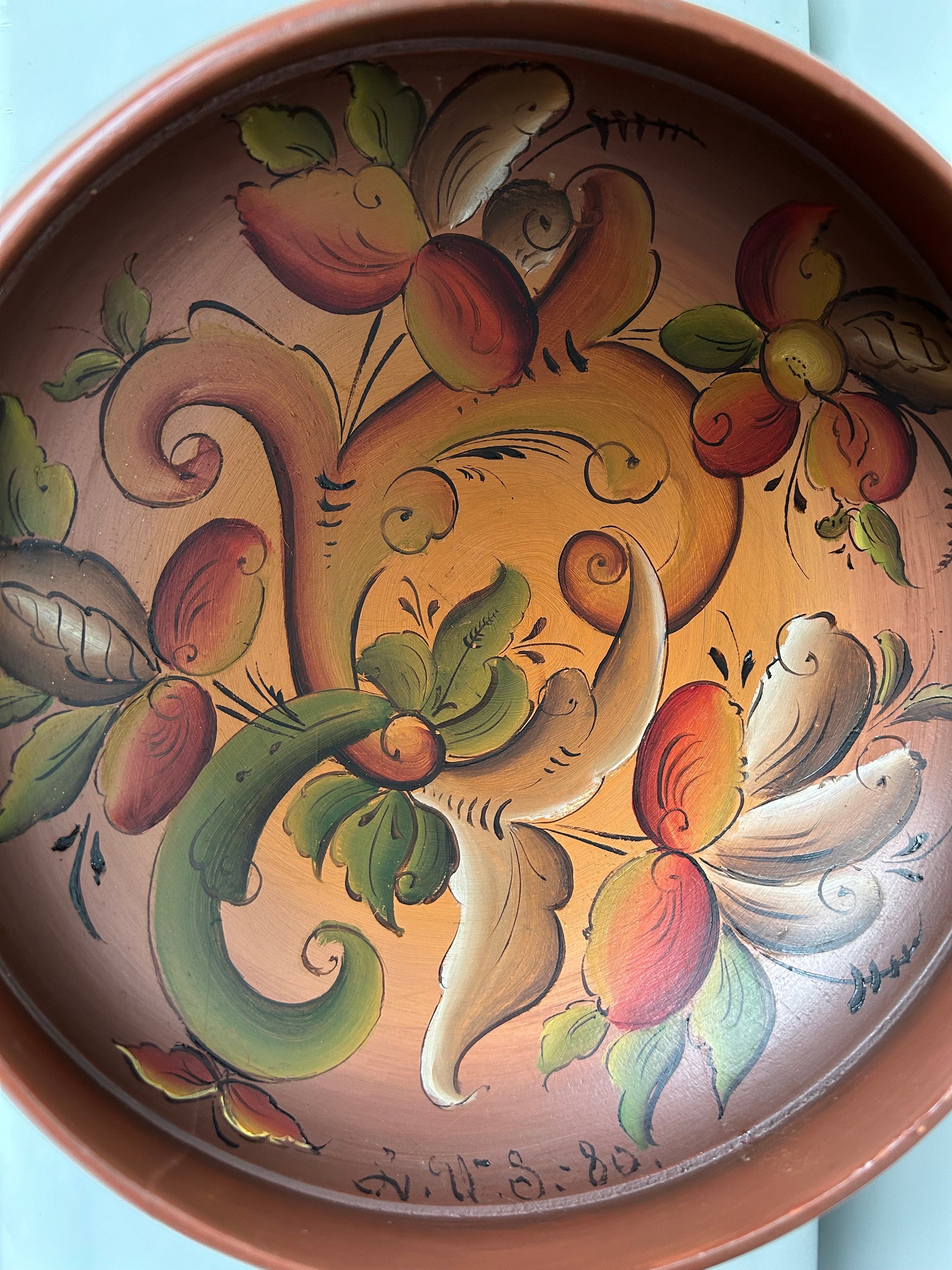 Norwegian Rosemaling Bowl Vintage Handmade Bowl Folk Art of Norway Hand ...