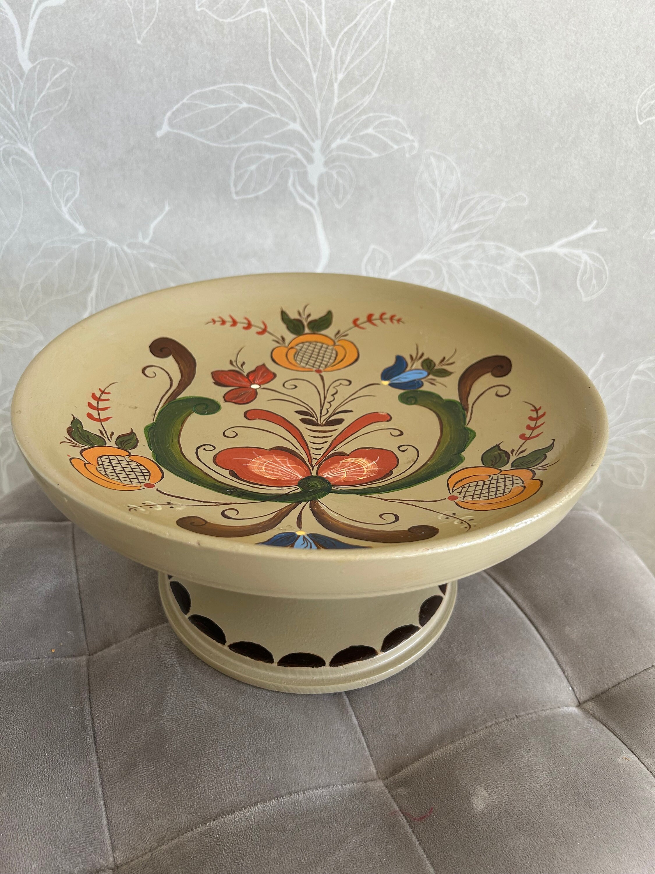 Norwegian Vintage Rosemaling Cake Stands Handmade Folk Art of Norway ...