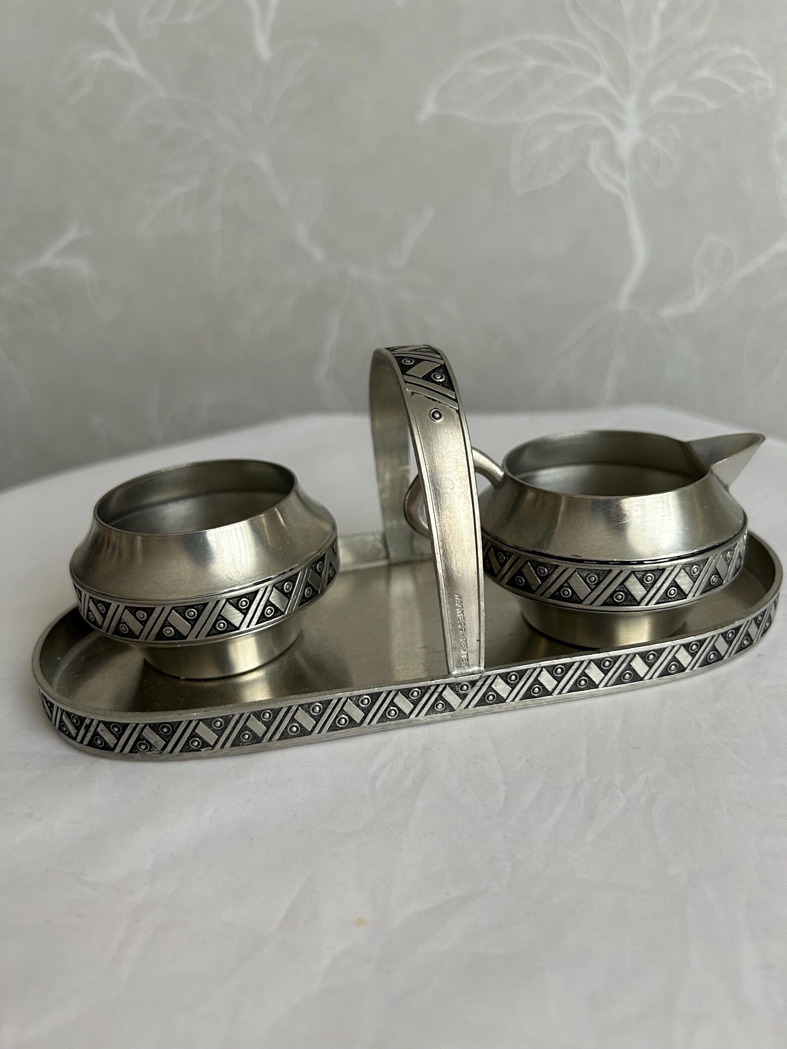 Norwegian Pewter Serving Set Vintage Kitchen Tray Pewter Creamer and ...