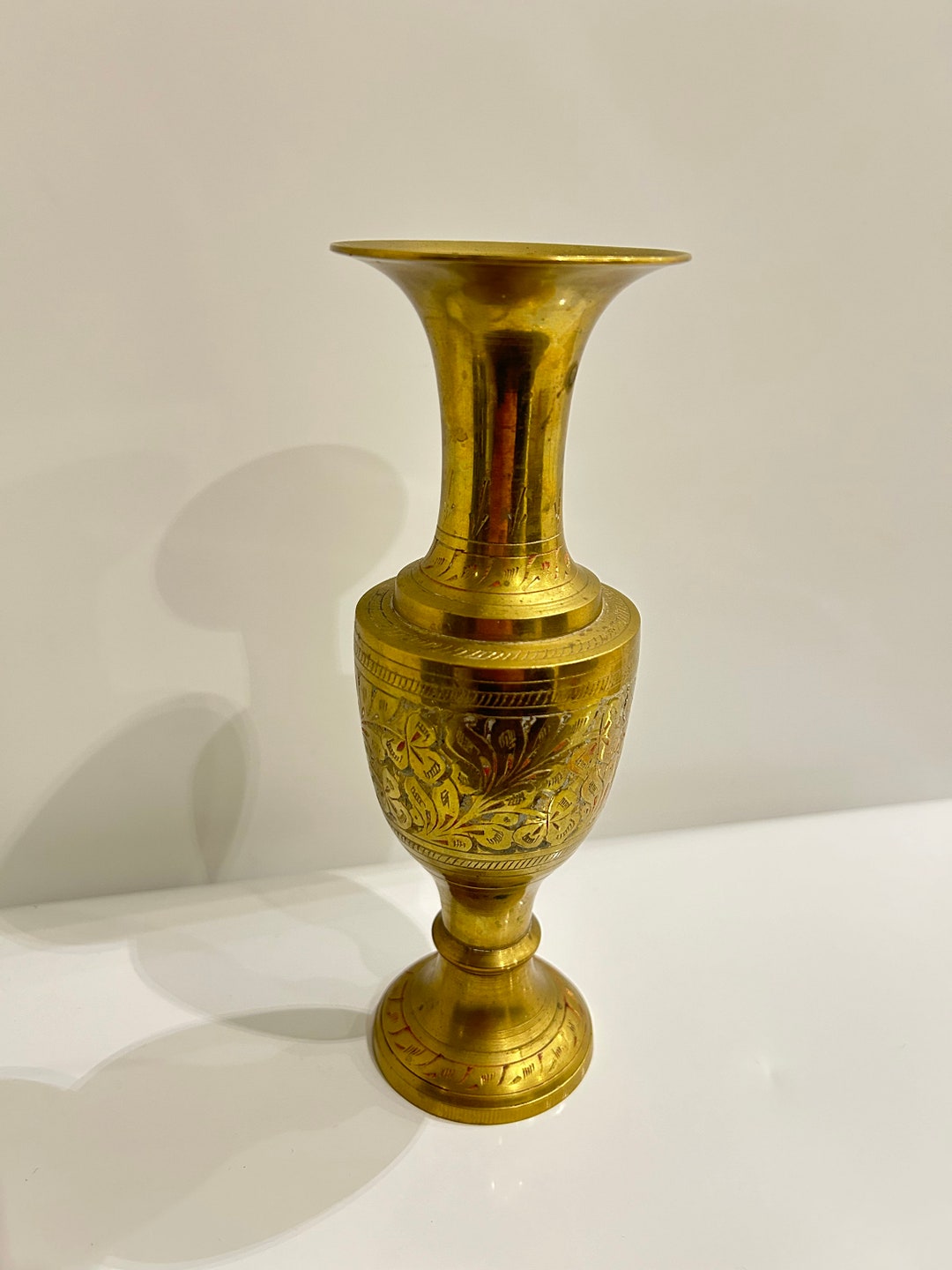 Vintage Brass Vase Small Vase With Flower Pattern Handmade in India - Etsy