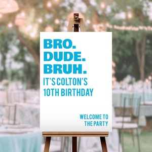 Bruh Birthday Welcome Sign, Bro Dude Bruh Decoration, Blue and White ...