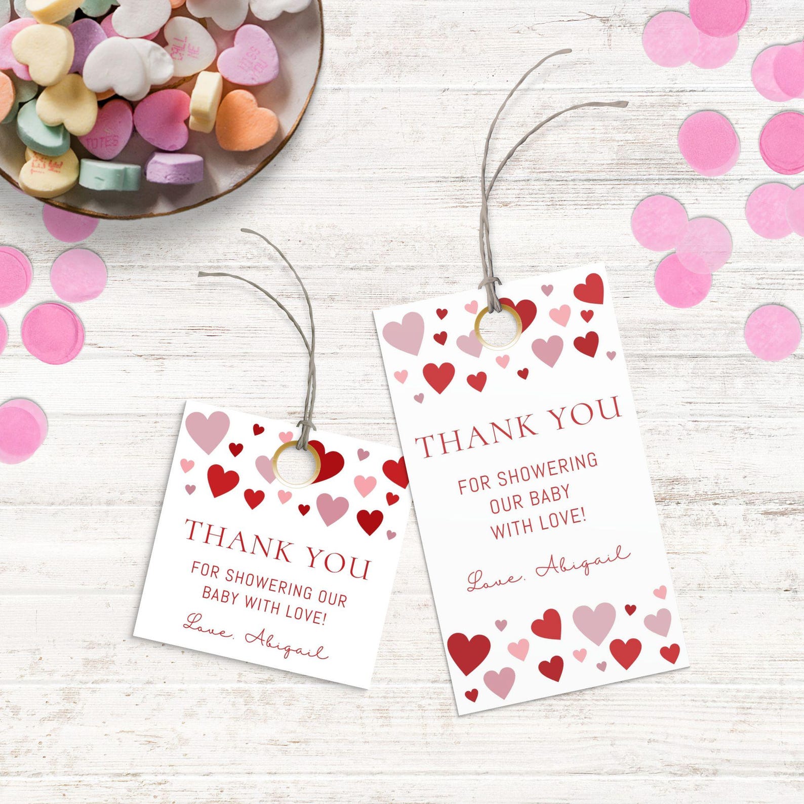 Sweetheart Favor Tags, Valentine's Day Heart Theme Baby Shower ...