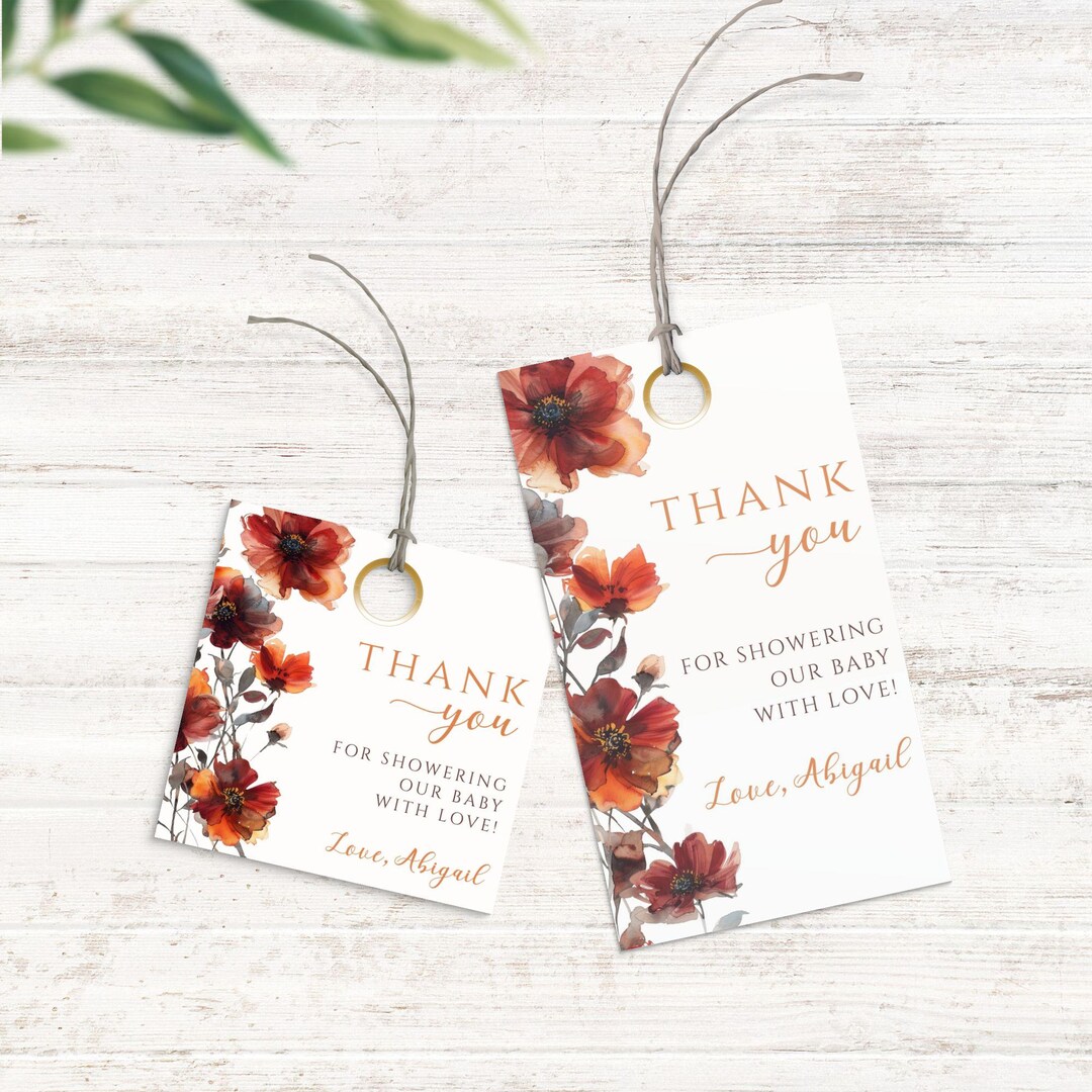 Editable Thank You Favor Tags, Fall in Love Baby Shower Gift Tag ...