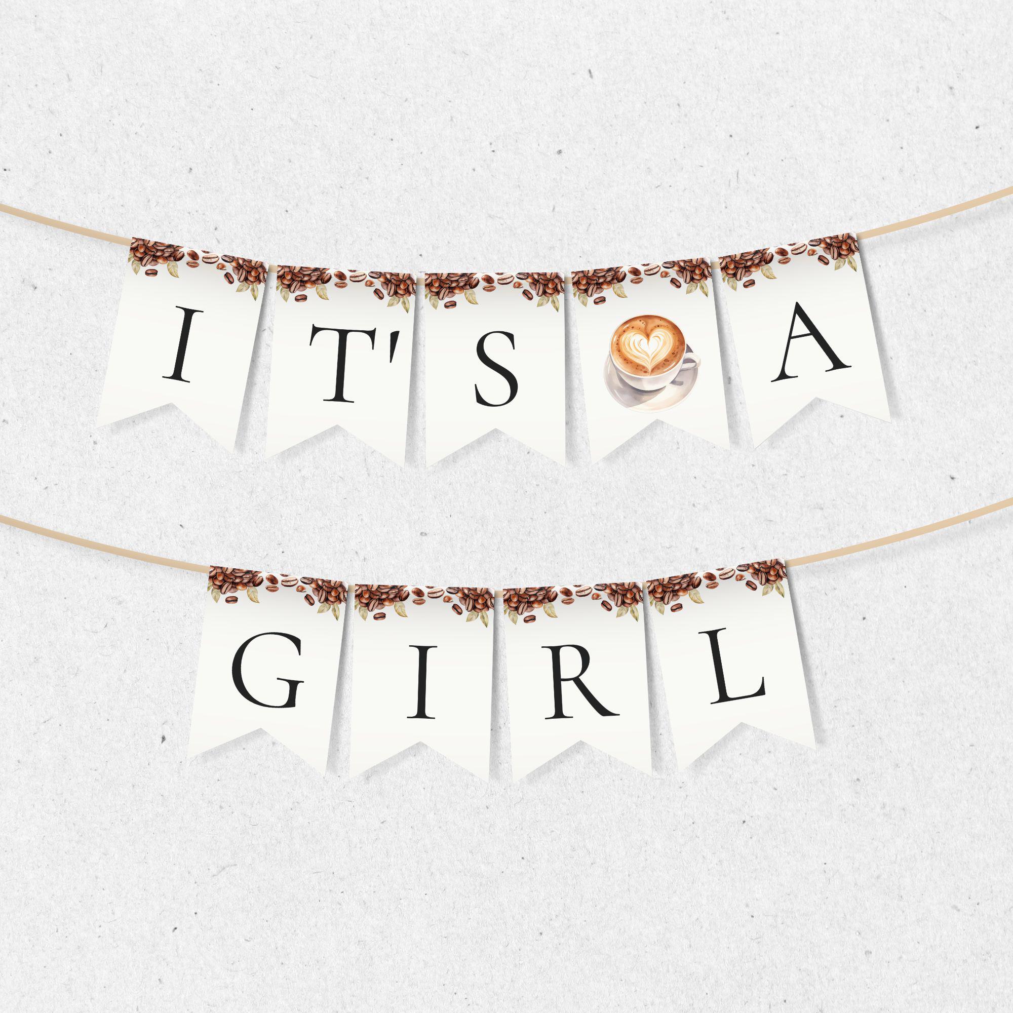 Coffee Baby Shower Bunting, It's a Girl Shower Decoration, A Baby is ...