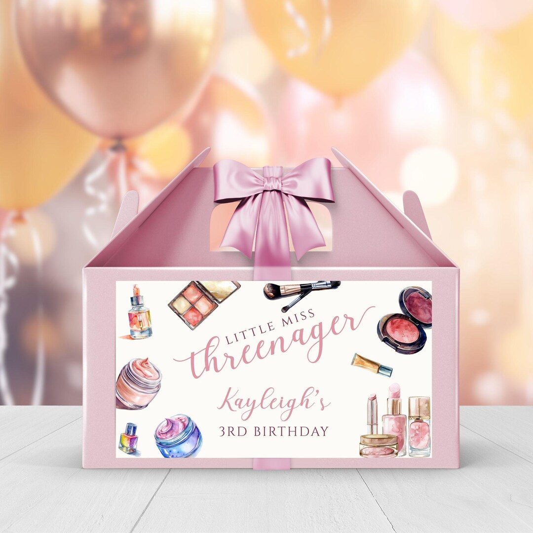 Threenager Gable Box Label Sticker, Little Miss Threenager Birthday ...