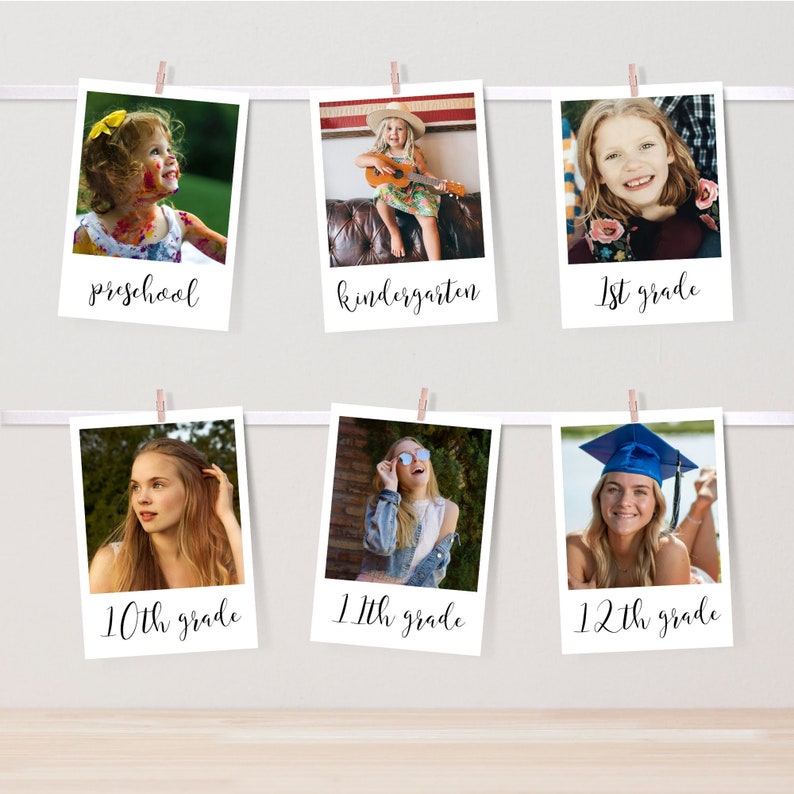 Graduation Photo Banner, Minimalist Grad Party Decor, Polaroid Photo ...